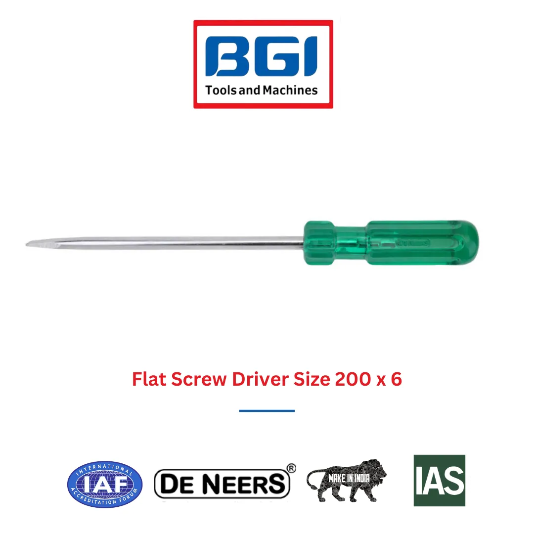Flat Screw Driver Size 200 x 6 De Neers (HSN 8205) - bgitoolsandmachines